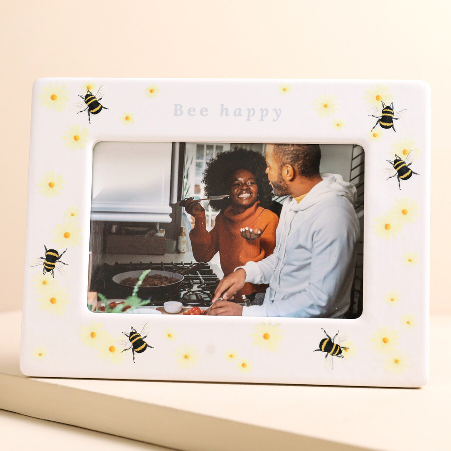 Personalised Bee Ceramic 4" x 6" Photo Frame | Lisa Angel