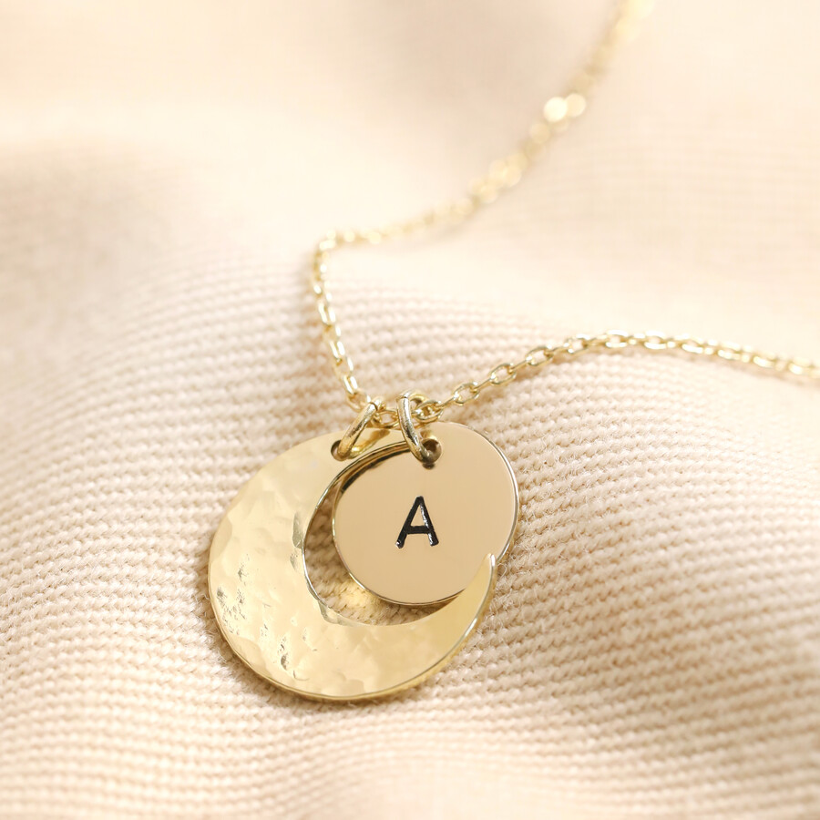 Personalised Crescent Moon Disc Pendant Necklace | Lisa Angel