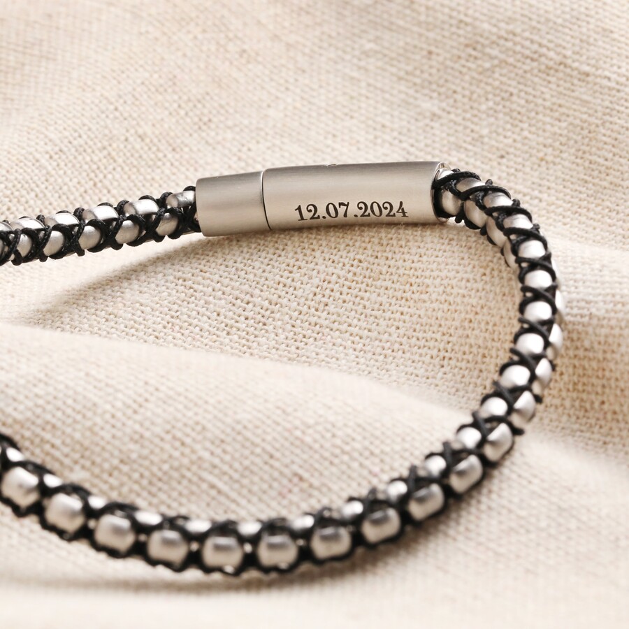 Personalised Silver and Black Ball Chain Bracelet | Lisa Angel