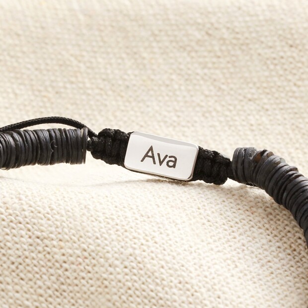 Personalised Stainless Steel Shell Cord Bracelet | Lisa Angel