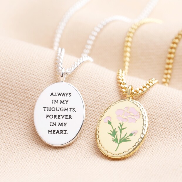 Meaningful Word Enamel Flower Pendant Necklace Gold | Lisa Angel