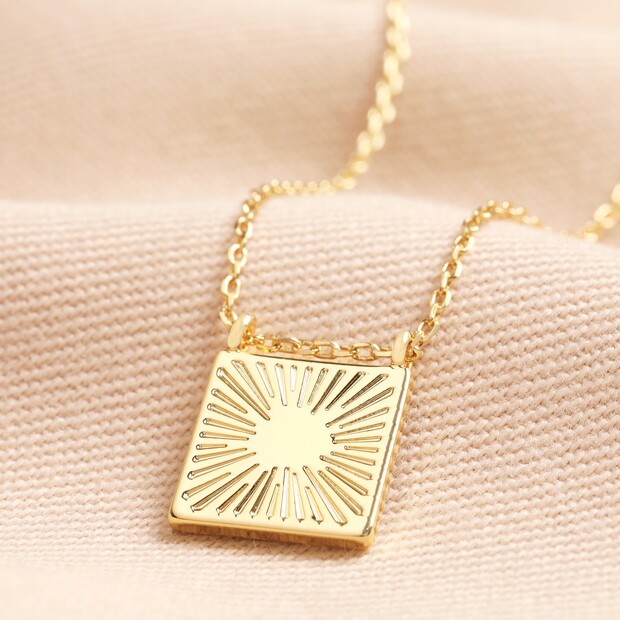 Sunbeam Square Pendant Necklace in Gold | Jewellery | Lisa Angel