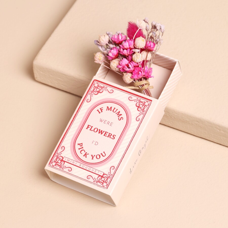 Mum Tiny Matchbox Dried Flower Posy | Lisa Angel
