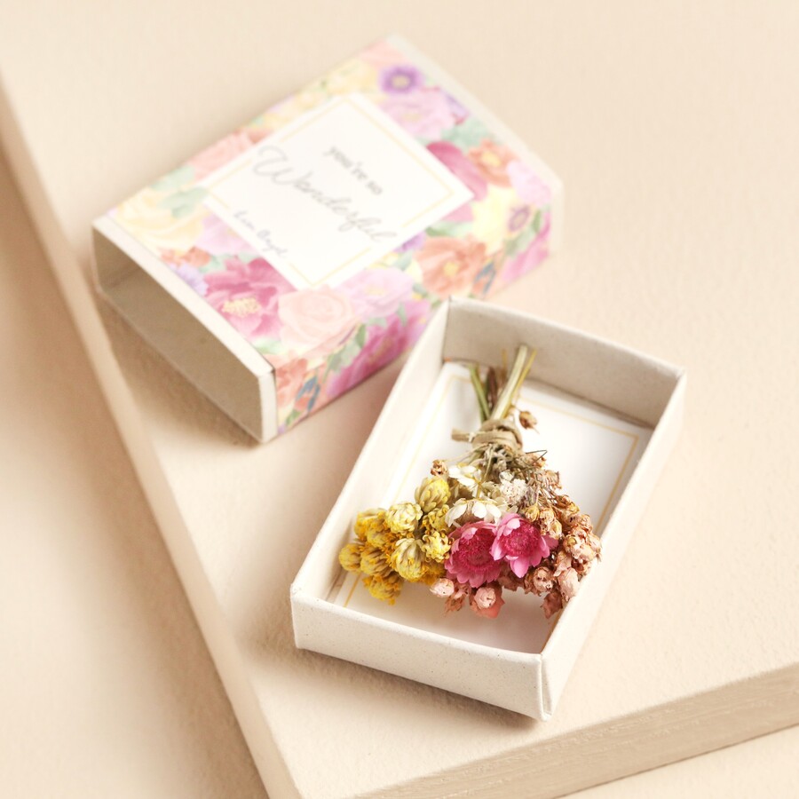 You're So Wonderful Tiny Matchbox Dried Flower Posy | Lisa Angel