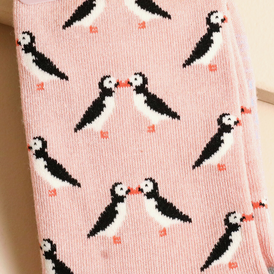 Bamboo Kissing Puffins Socks | Miss Sparrow | Lisa Angel