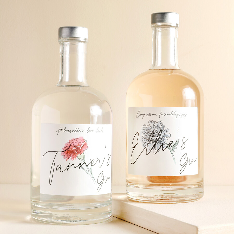 Personalised Birth Flower 500ml Gin | Lisa Angel