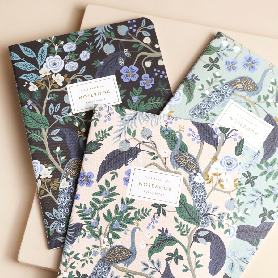 Set of 3 Peacock Notebooks | Rifle Paper Co. | Lisa Angel