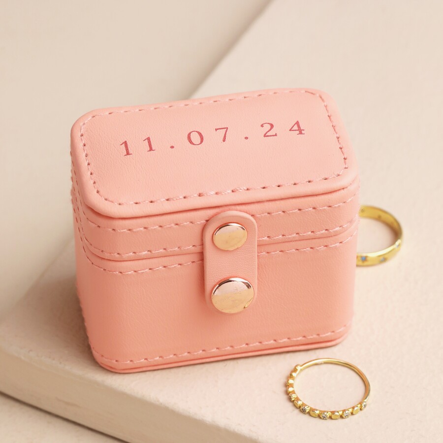 Personalised Petite Travel Ring Box | Jewellery Box | Lisa Angel