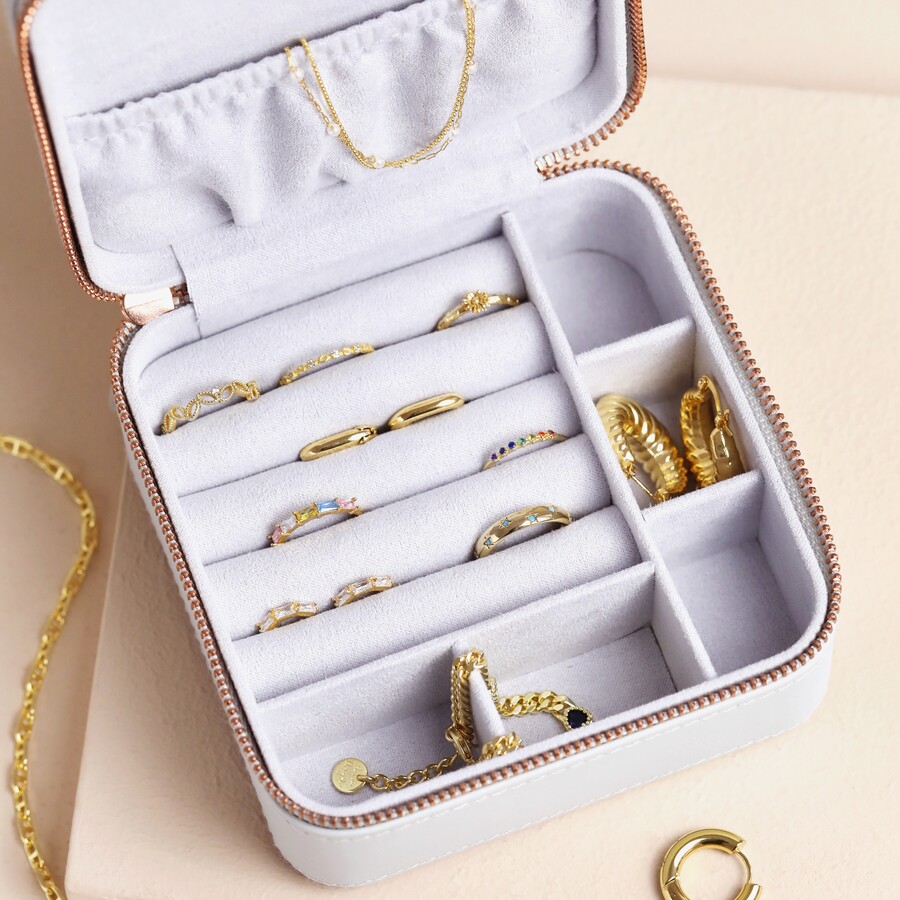 Personalised Monogrammed Square Travel Jewellery Case | Lisa Angel