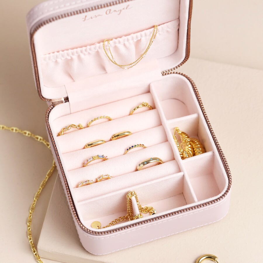 Personalised Monogrammed Square Travel Jewellery Case | Lisa Angel
