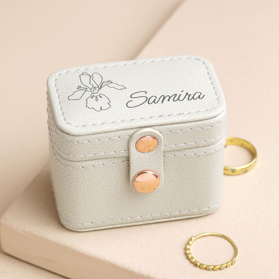 Personalised Birth Flower Travel Ring Box | Lisa Angel