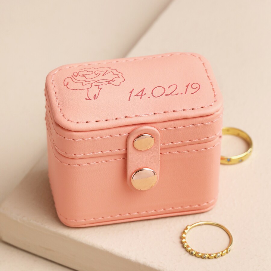 Personalised Birth Flower Travel Ring Box | Lisa Angel