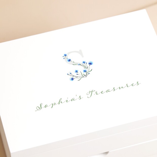 Personalised Floral Initial White Jewellery Box | Lisa Angel