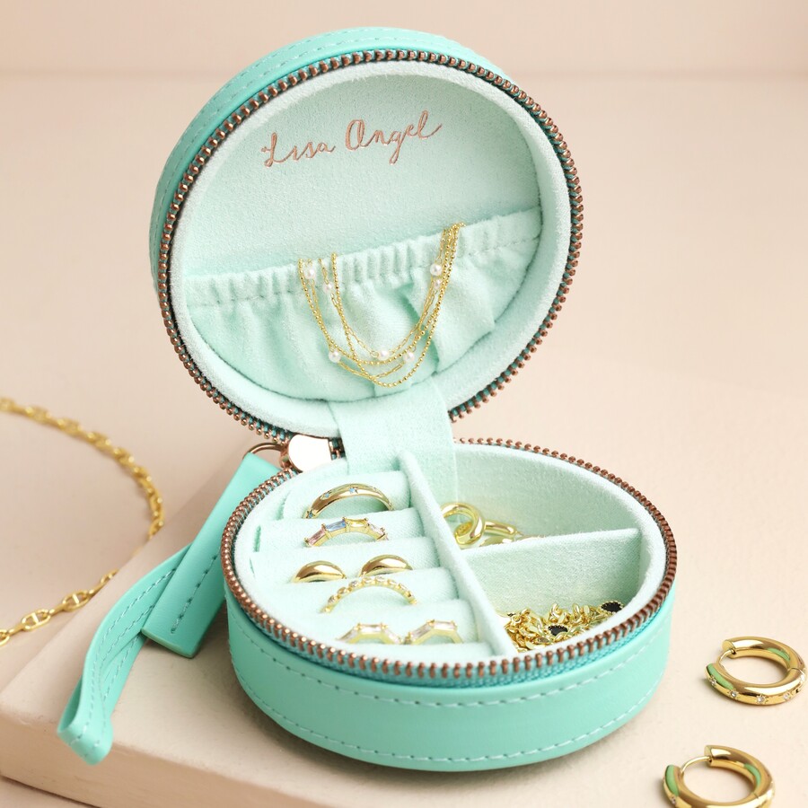 Personalised Mini Round Travel Jewellery Case | Lisa Angel