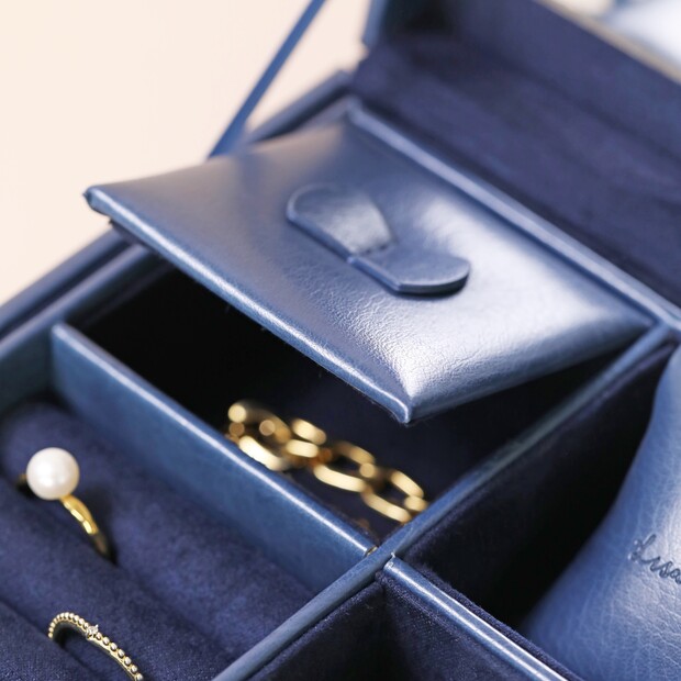 Navy Two Tier Jewellery Box | Jewellery Storage | Lisa Angel