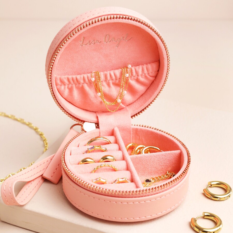 Personalised Mini Round Travel Jewellery Case | Lisa Angel