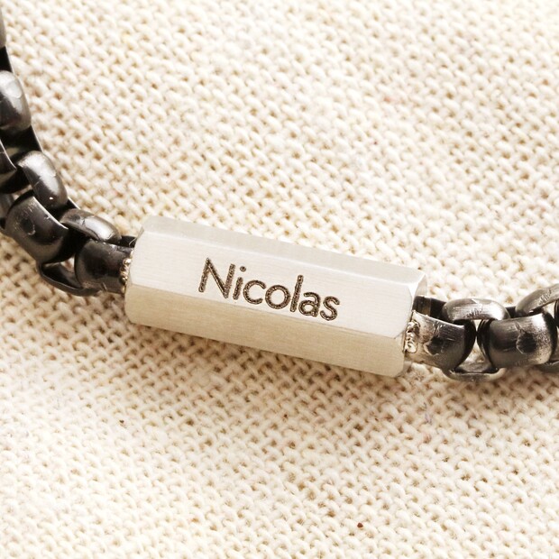 Personalised Men's Stainless Steel Box Chain Bracelet | Lisa Angel