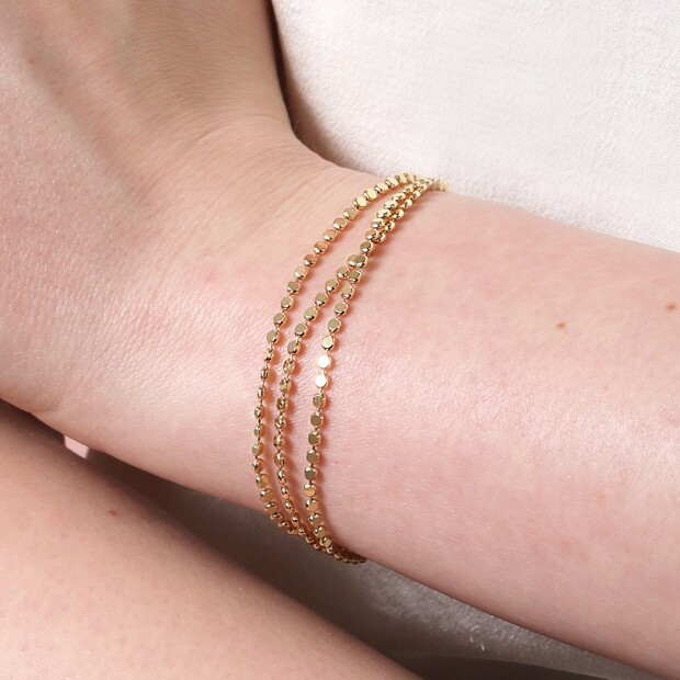 Triple Layered Dotted Chain Bracelet in Gold | Lisa Angel