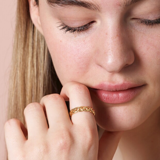 Gold Stainless Steel Braided Band Ring | Jewellery | Lisa Angel