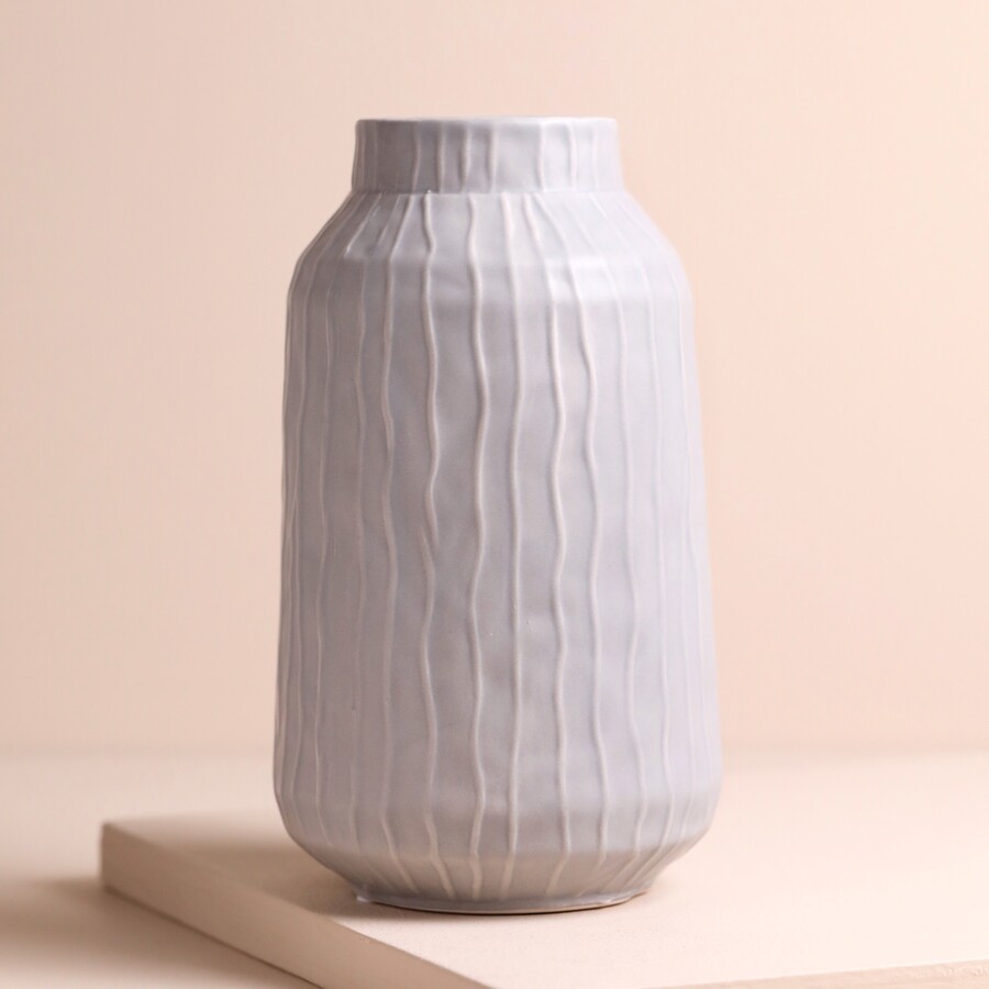 Medium Grey Ceramic Matte Textured Vase | Homeware | Lisa Angel