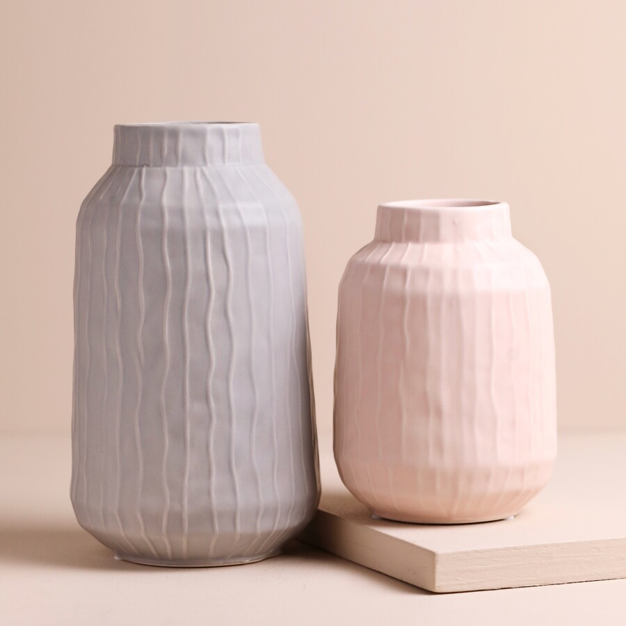 Small Pastel Pink Ceramic Matte Textured Vase | Lisa Angel
