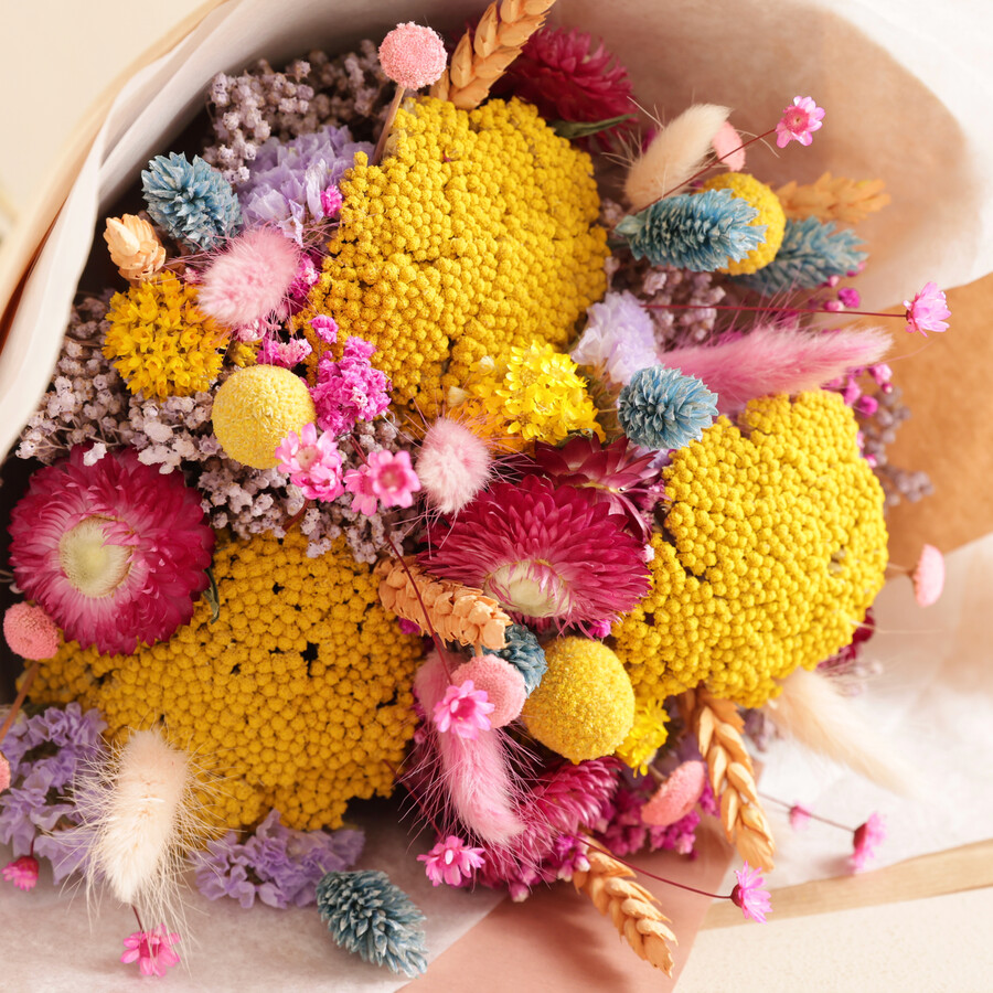 Luxury Rainbow Brights Dried Flower Bouquet | Lisa Angel