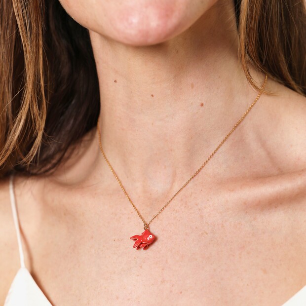 Red Goldfish Pendant Necklace in Gold | Jewellery | Lisa Angel
