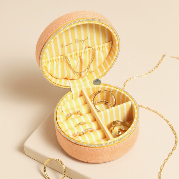 Mini Round Jewellery Case in Tangerine | Lisa Angel