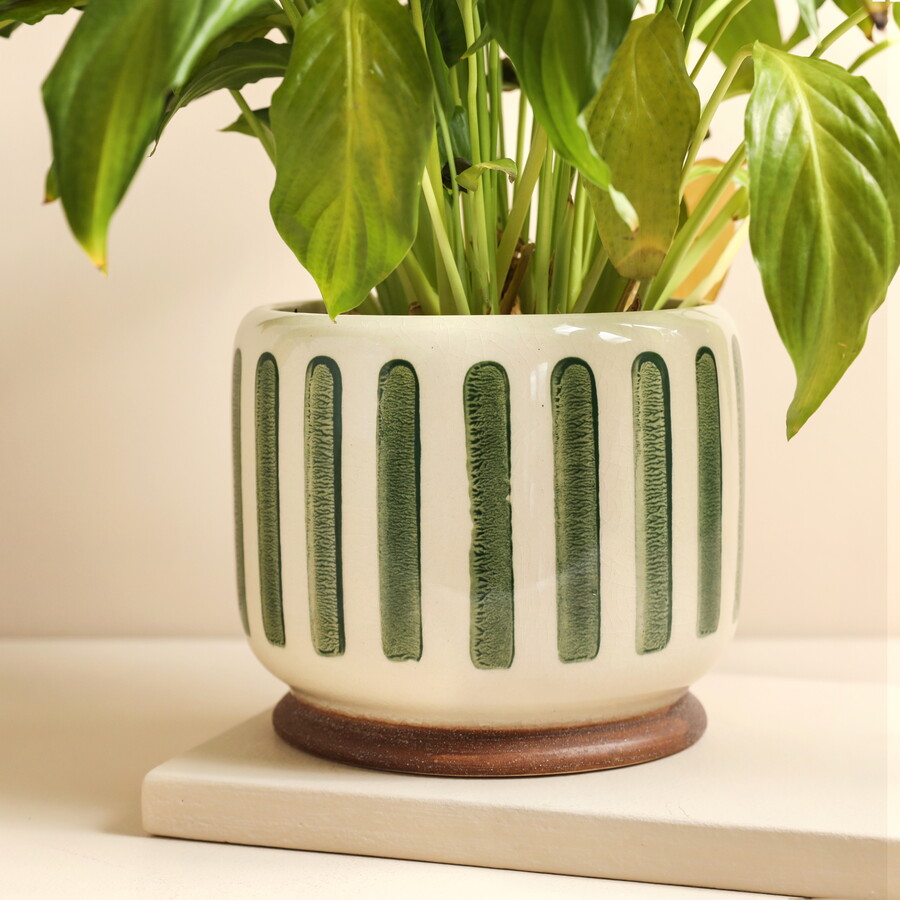 Green Stripe Indoor Pot | Burgon & Ball | Lisa Angel