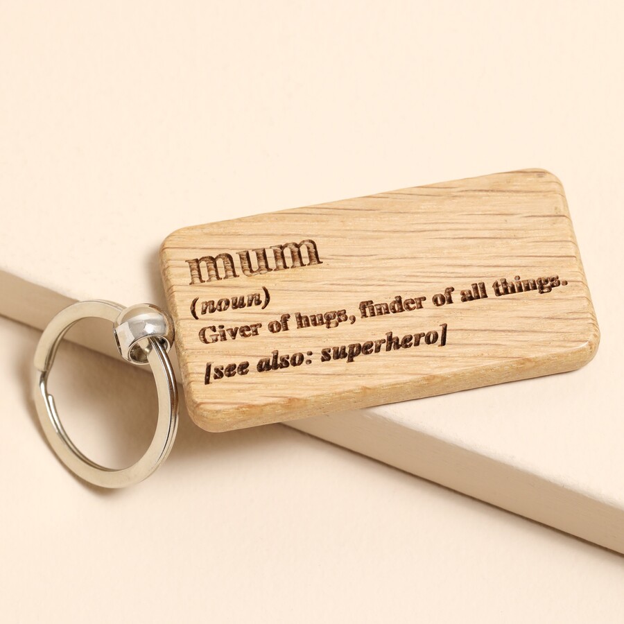 'Mum' Oak Rectangular Keyring | Loft | Lisa Angel