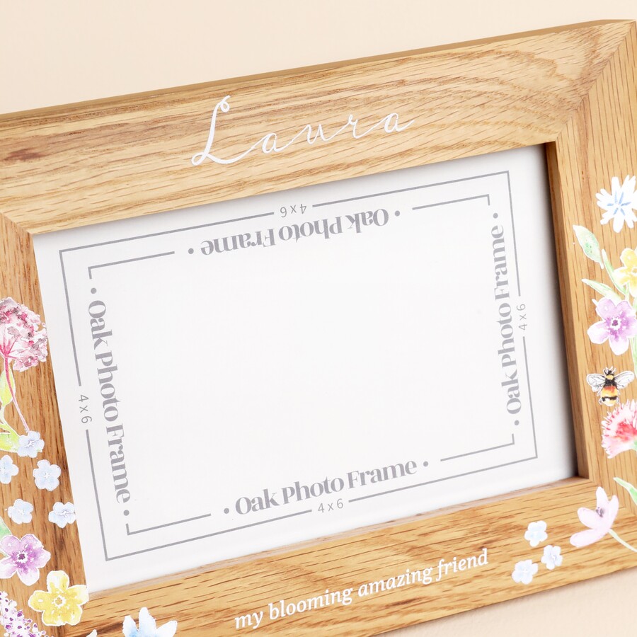 Personalised Floral Oak Photo Frame | Lisa Angel