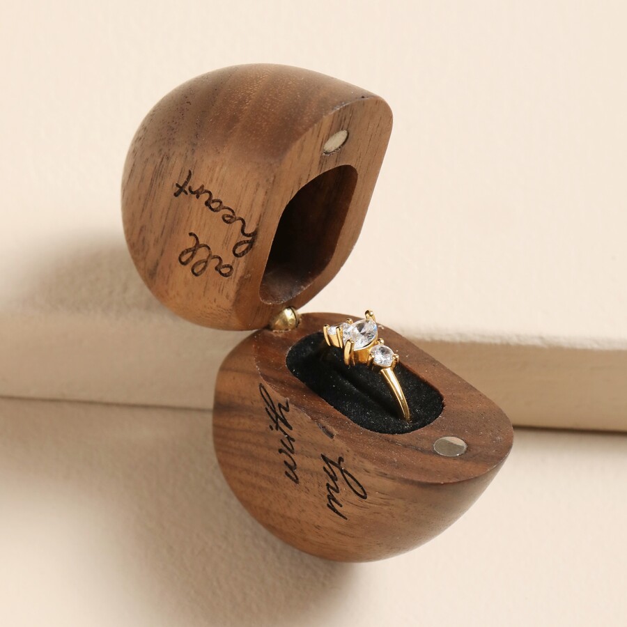 Personalised Message Wooden Heart Ring Box | Lisa Angel