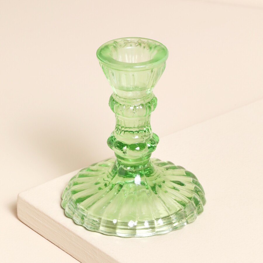 Leela Spring Green Glass Candlestick Holder | Casa Verde | Lisa Angel