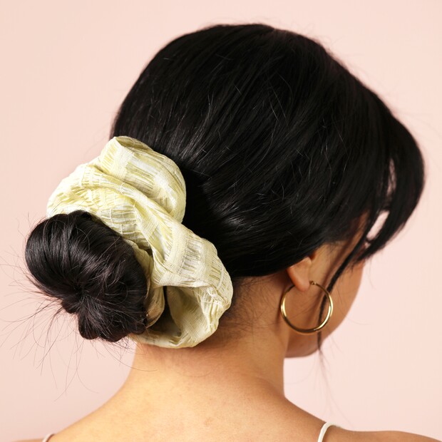 Green Ruched Hair Scrunchie | Hair Accessories | Lisa Angel