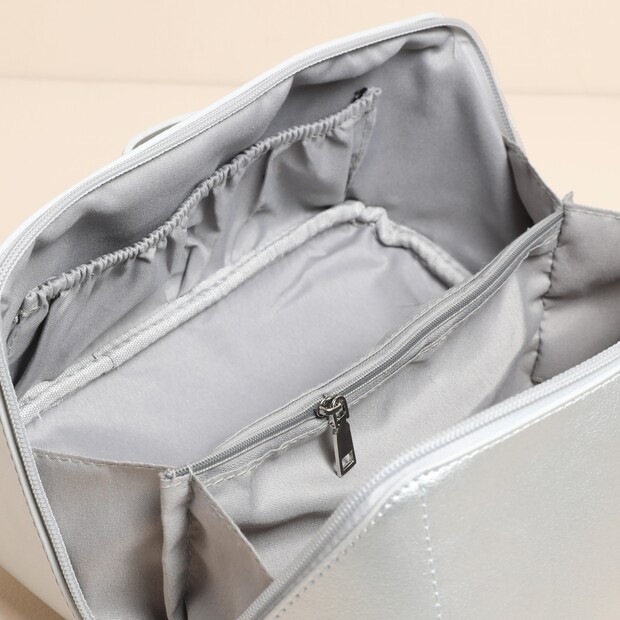 Silver Open Flat Rectangular Makeup Bag | Accessories | Lisa Angel