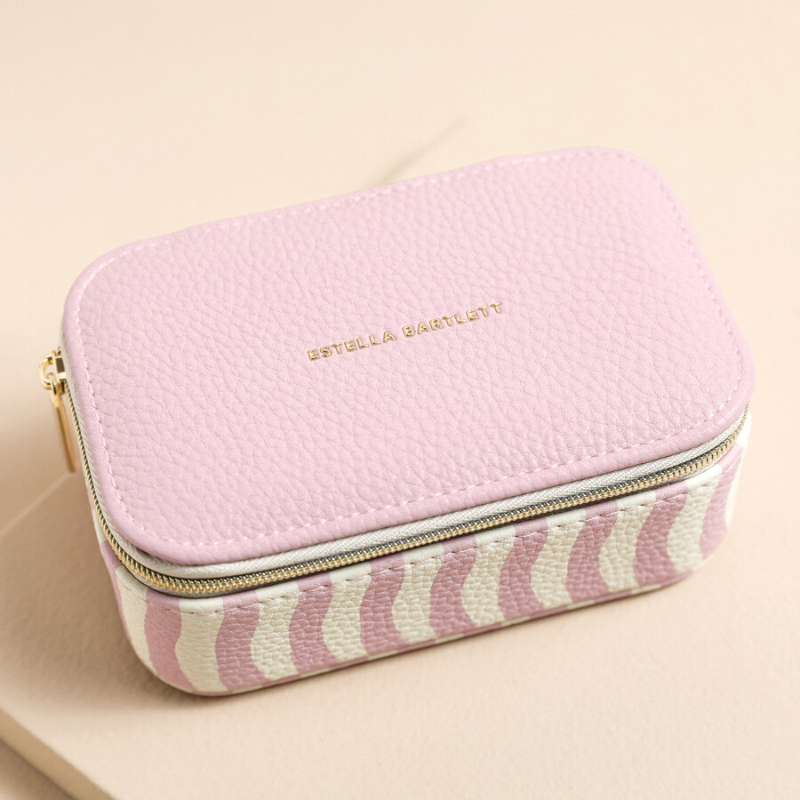 Wiggle Print Travel Jewellery Case in Pink | Estella Bartlett | Lisa Angel