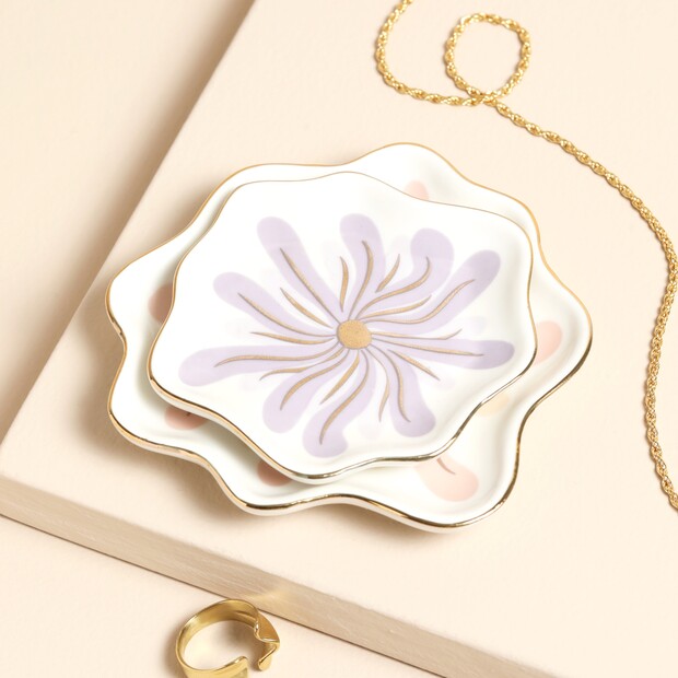 Set of 2 Organic Floral Trinket Dish Set | Lisa Angel