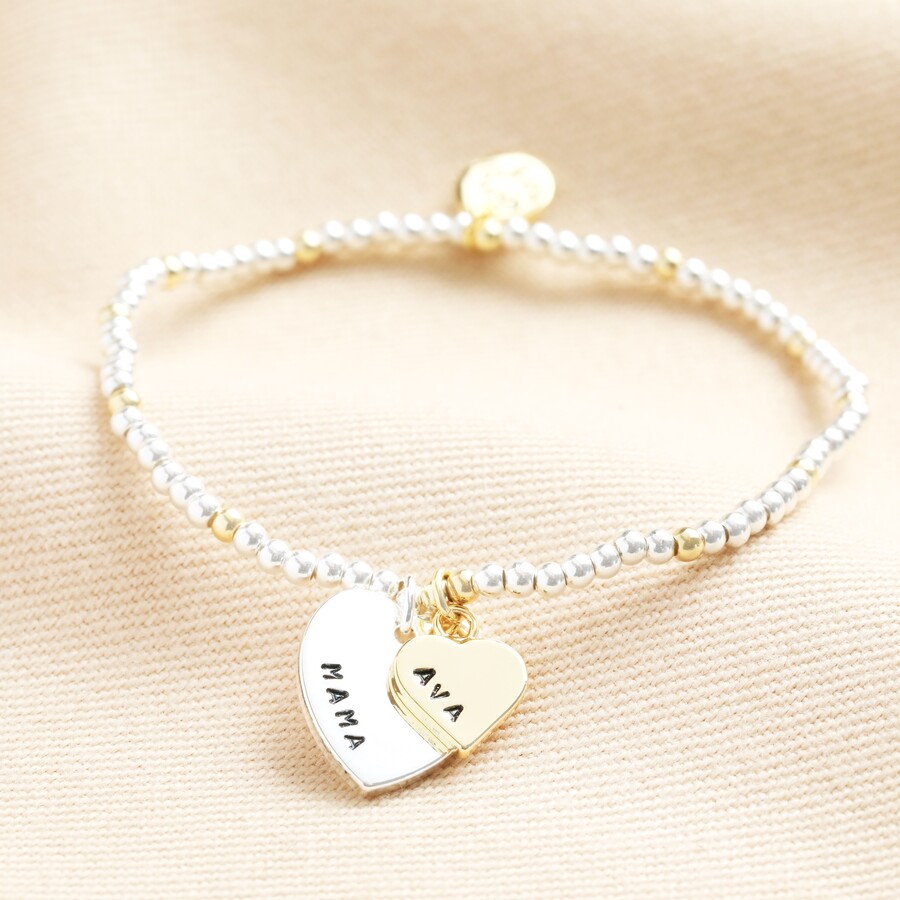 Personalised Mum Beaded Heart Charm Bracelet | Lisa Angel