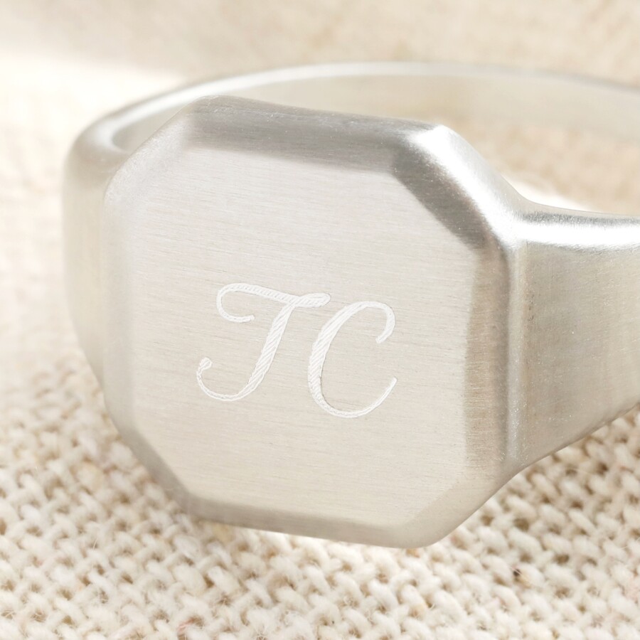 Men's Personalised Brushed Signet Ring | Lisa Angel