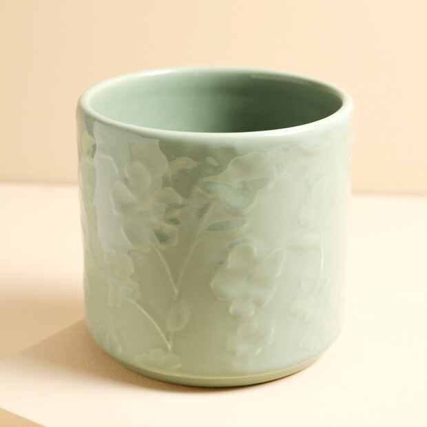 Betsy Embossed Floral Mint Planter | Ivyline | Lisa Angel