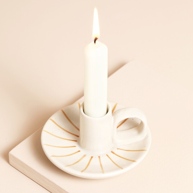 Wee Willy Winkee Candle Holder In Ginger Pinstripe | MeanWhile | Lisa Angel