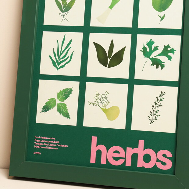 Fresh Herbs Green Framed A4 Print | Proper Good | Lisa Angel