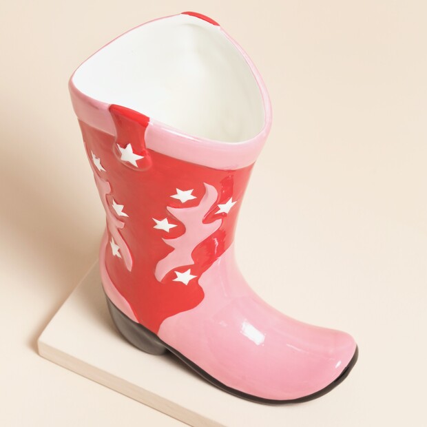 Cowboy Boot Pink and Red Vase | Sass & Belle | Lisa Angel