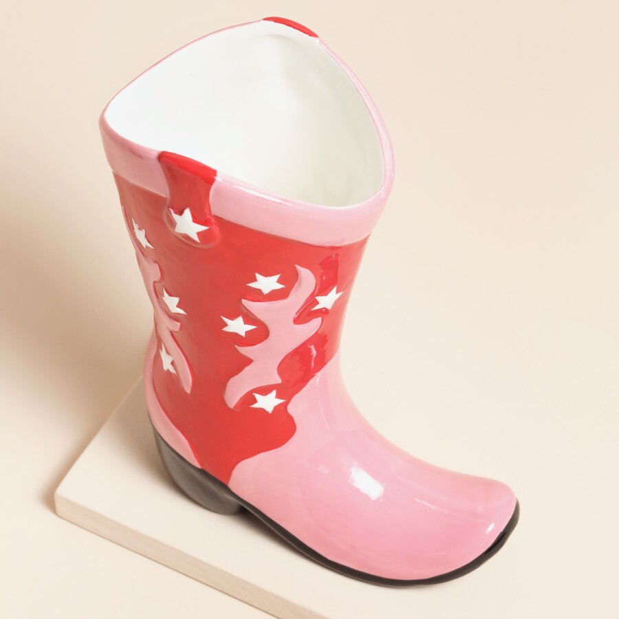 Cowboy Boot Pink and Red Vase | Sass & Belle | Lisa Angel