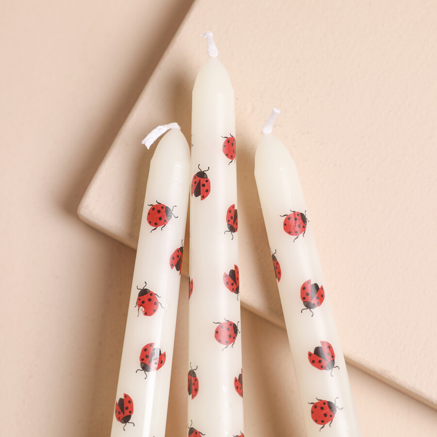Set of 3 Love Bug Ladybird Taper Candles | Home | Lisa Angel