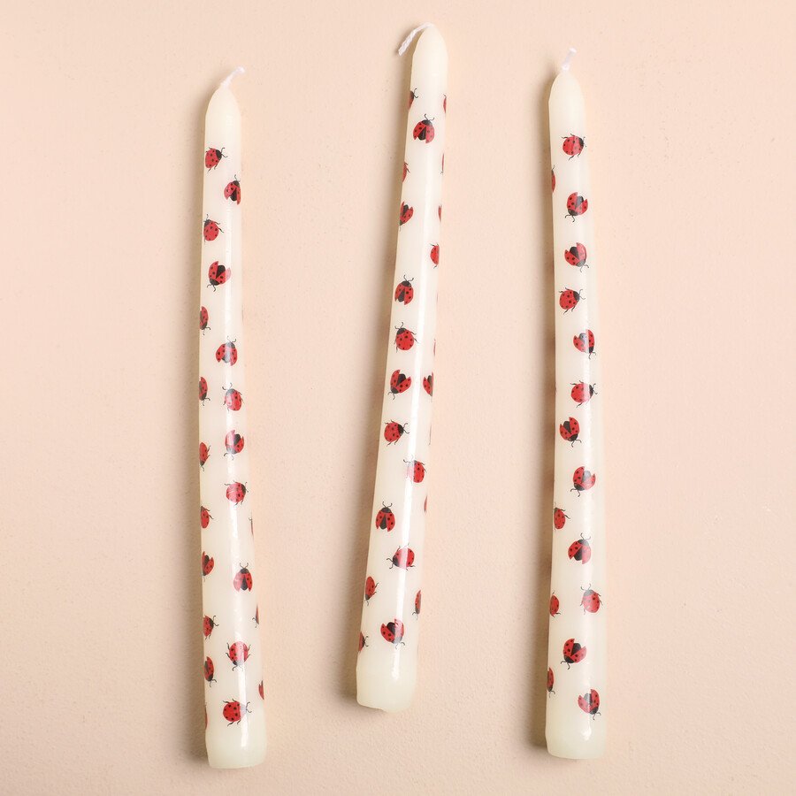 Set of 3 Love Bug Ladybird Taper Candles | Home | Lisa Angel
