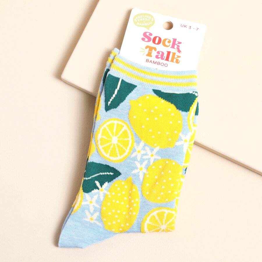 Lemon Tree Bamboo Socks in Blue | Sock Talk | Lisa Angel