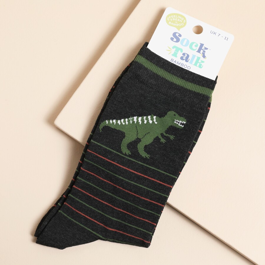 Men's T-Rex Stripe Bamboo Socks | Sock Talk | Lisa Angel