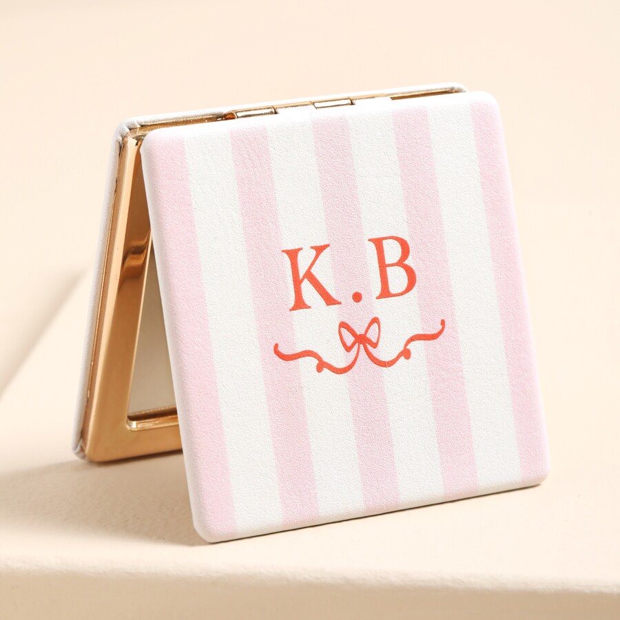 Personalised Name Striped Compact Mirror | Lisa Angel