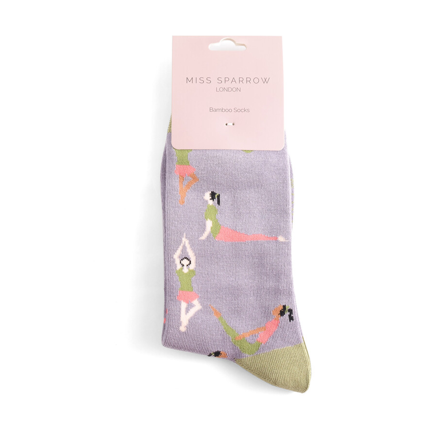 Lilac Yoga Poses Socks | Miss Sparrow | Lisa Angel